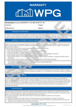Warranty – Australia Metal Products & Service